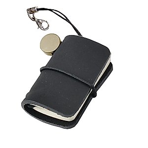 Aabellay Tiny Leather Travelers Notebook Refillable Journal Miniature Notebook Diary for Doll Vintage Mini Size Traveler Note Book 4.8cm x 3.2cm - Black
