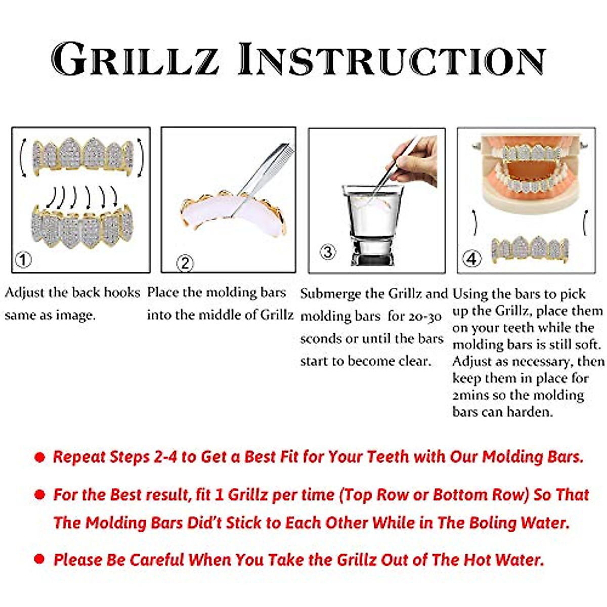 TOPGRILLZ Joker Costume 18K Gold Plated Hip Hop Iced Out Hustla Top and Bottom Face Grills for Your Teeth(Hustla)