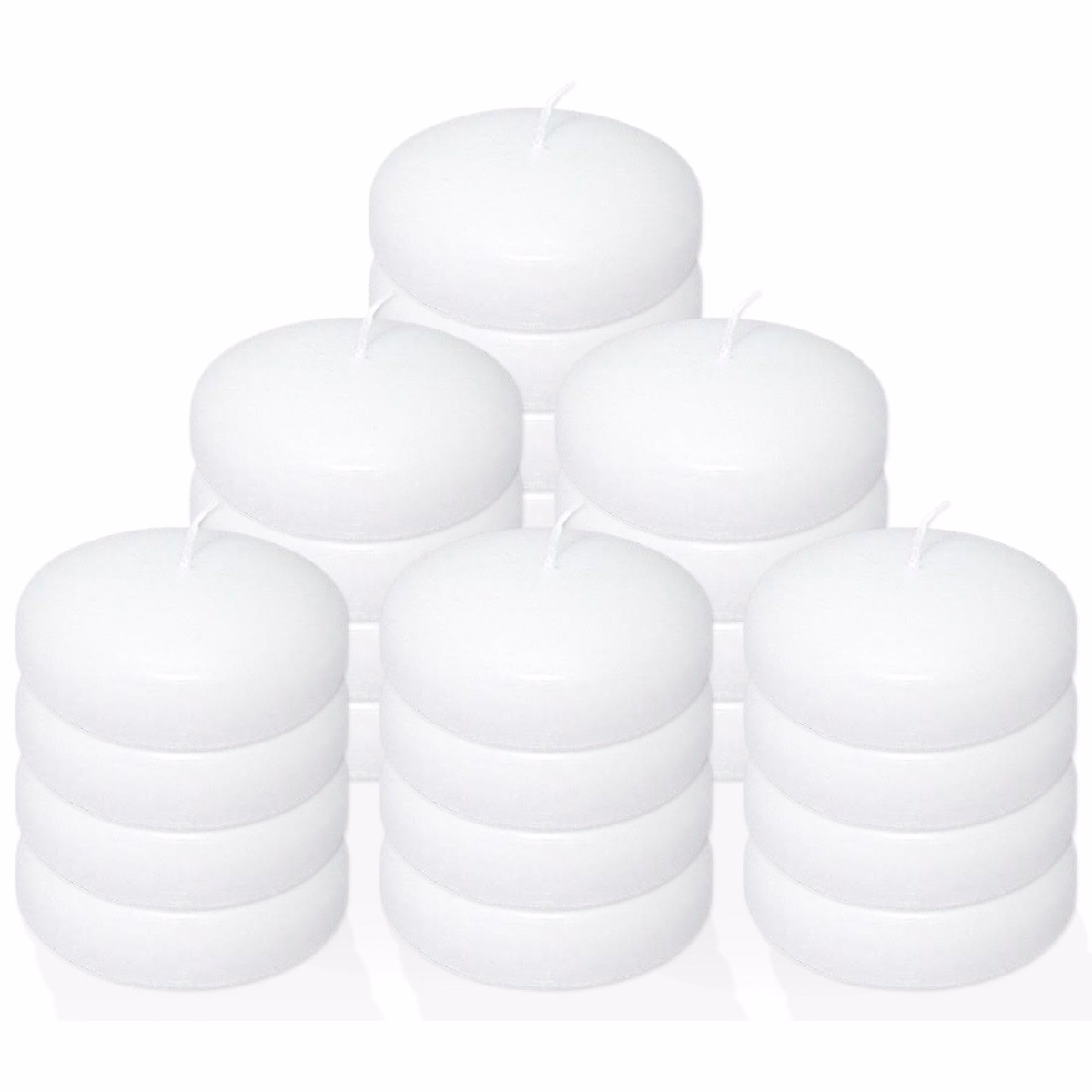 Stock Your Home 24 Count 3" Inch Floating Candles Bulk Set with 10 Hour Burn Time, White Unscented Wax Discs for Cylinder Vases, Centerpieces at Wedding, Party, Pool, Holiday