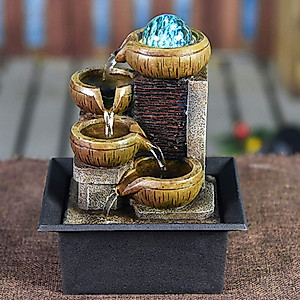 EKDJKK Meditation Tabletop Fountain, Tabletop Waterfall Garden Relaxation Fountain Indoor with LED Light, Mini Tabletop Pool Leisure Fountai Home Decor Gift for Indoor Office Bedroom Relaxation