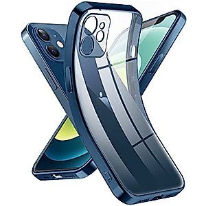 Supdeal Crystal Clear Case for iPhone 12 Mini, [Not Yellowing] [Camera Protection] [Military Grade Drop Tested] Transparent Shockproof Protective Phone Case Soft Silicone Slim Cover, 5.4 inch, Blue