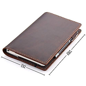 Leather Journal Cover Fits for Moleskine Large Hard Cover Notebook, Handmade Vintage Leather Cover for 5"x8.25" Hardcover Notebooks - Coffee