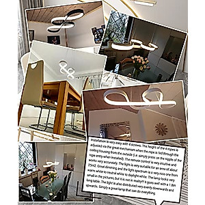 LED Chandelier Lighting Fixture Dimmable Pendant Light with Remote Control Modern Flush Mount Chandelier Adjustable Kitchen Island Hanging Lamp Painting Lamp for Dining Table Office Bedroom (Gold)