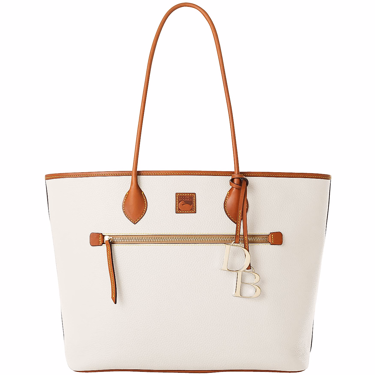 Dooney & Bourke Large Tote Bags for Women, Large Leather Tote Bag with Zipper Pockets and Long Shoulder Straps - White