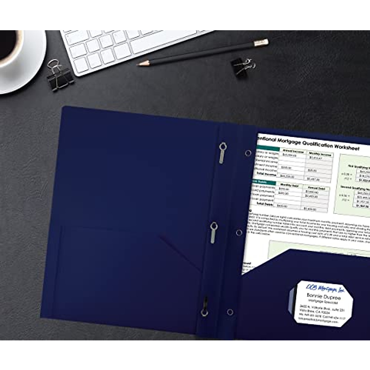 Better Office Products Blue Plastic 2 Pocket Folders with Prongs, Heavyweight, Letter Size Poly Folders, 24 Pack, with 3 Metal Prongs Fastener Clips, Blue