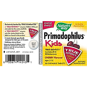 Nature's Way Primadophilus for Kids, Cherry, 30 Count (3 Units)
