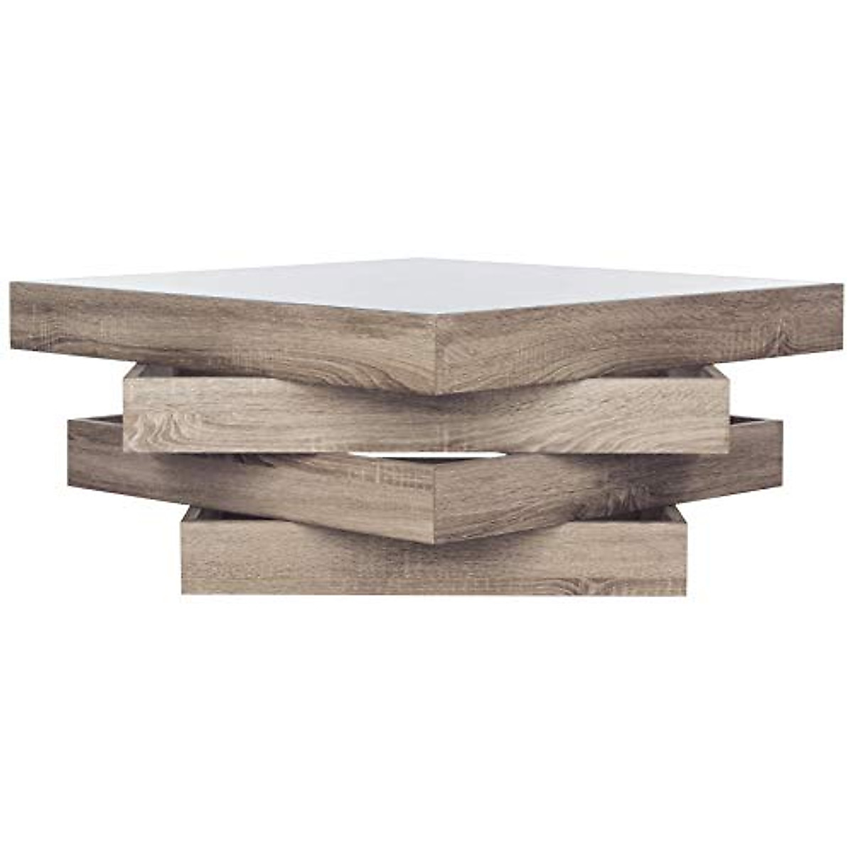 Safavieh Home Collection Anwen Mid-Century Geometric Light Oak and Brown Wood Coffee Table