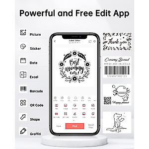 Label Maker Machine with Tape P50 - 2 Inch Portable Barcode Label Printer, Bluetooth Label Stickers Machine for Clothing, Jewelry, Retail, Address, Barcode, QR Code, Home, Office