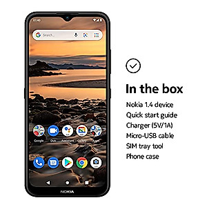 Nokia 1.4 | Android 10 (Go Edition) | Unlocked Smartphone | 2-Day Battery | Dual SIM | US Version| 2/32GB | 6.51-Inch Screen | Charcoal