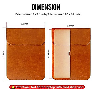 Allinside 13" Laptop Sleeve Compatible with MacBook Air 13 2018-2022 (M2 A2681 M1 A2337)/ MacBook Pro 13 2016-2022 (M2 A2686 M1 A2338 A2251 A2289 A2159), PU Leather Case, Brown