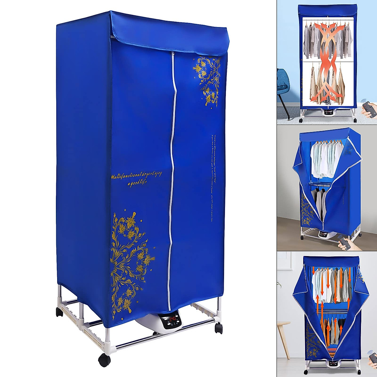 Clothes Dryer Portable Travel Dryer Machine,1200-1500W Folding Dryer Machine,Portable Dryer for Apartments,PTC 5-layer Heating Electric Clothes Drying (Printed)