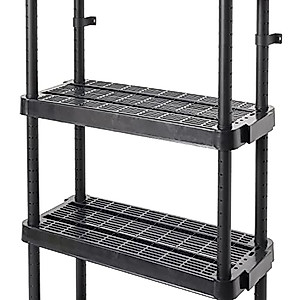 Gracious Living 14 x 32 x 54.5 Inch 4 Tier Adjustable Ventilated Medium Duty Shelving Units for Home, Garage, Basement, and Laundry, Black