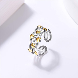 ChicSilver 925 Sterling Silver Star Ring Stacking Engagement Ring for Women Promise Ring Size 6-12