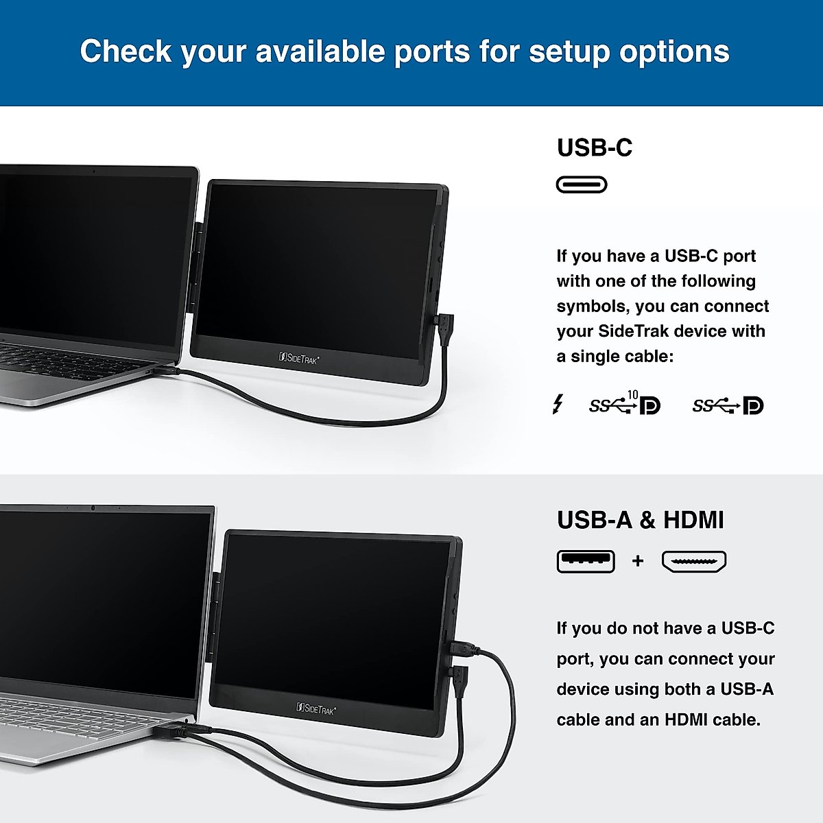 SideTrak Swivel 12.5” Attachable Portable Monitor for Mac FHD IPS Dual Screen with Kickstand | Compatible with All MacBook Pro & MacBook Air Laptops | Powered by USB-C or Thunderbolt