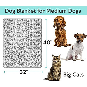 Stuffed Premium Soft Dog Blanket, with Flannel Grey Cute Paw Print, 40 * 32 inches