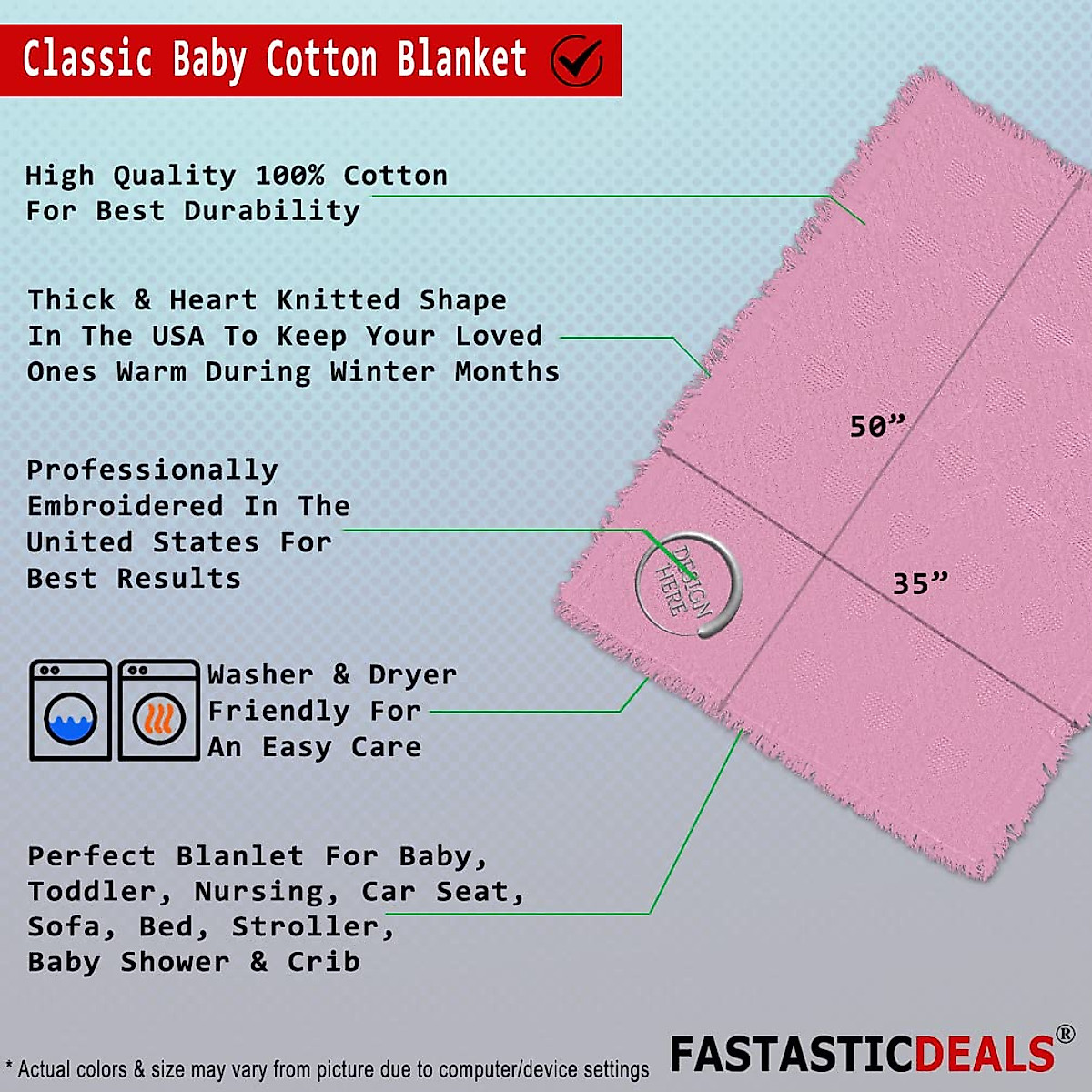 Nursery Bedding Baby Blankets for Boys & Girls Sport Baseball Player B Cotton Soft Receiving Swaddle Pink Design Only