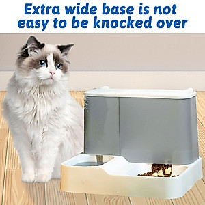 Apatal Gravity Automatic Cat Feeder Set, 2 in 1 Gravity Pet Food and Water Bowl Set All-in-One Auto Puppy Supply Feeding Watering Supplies for Small Medium Indoor Dogs Cats Pets(Grey)