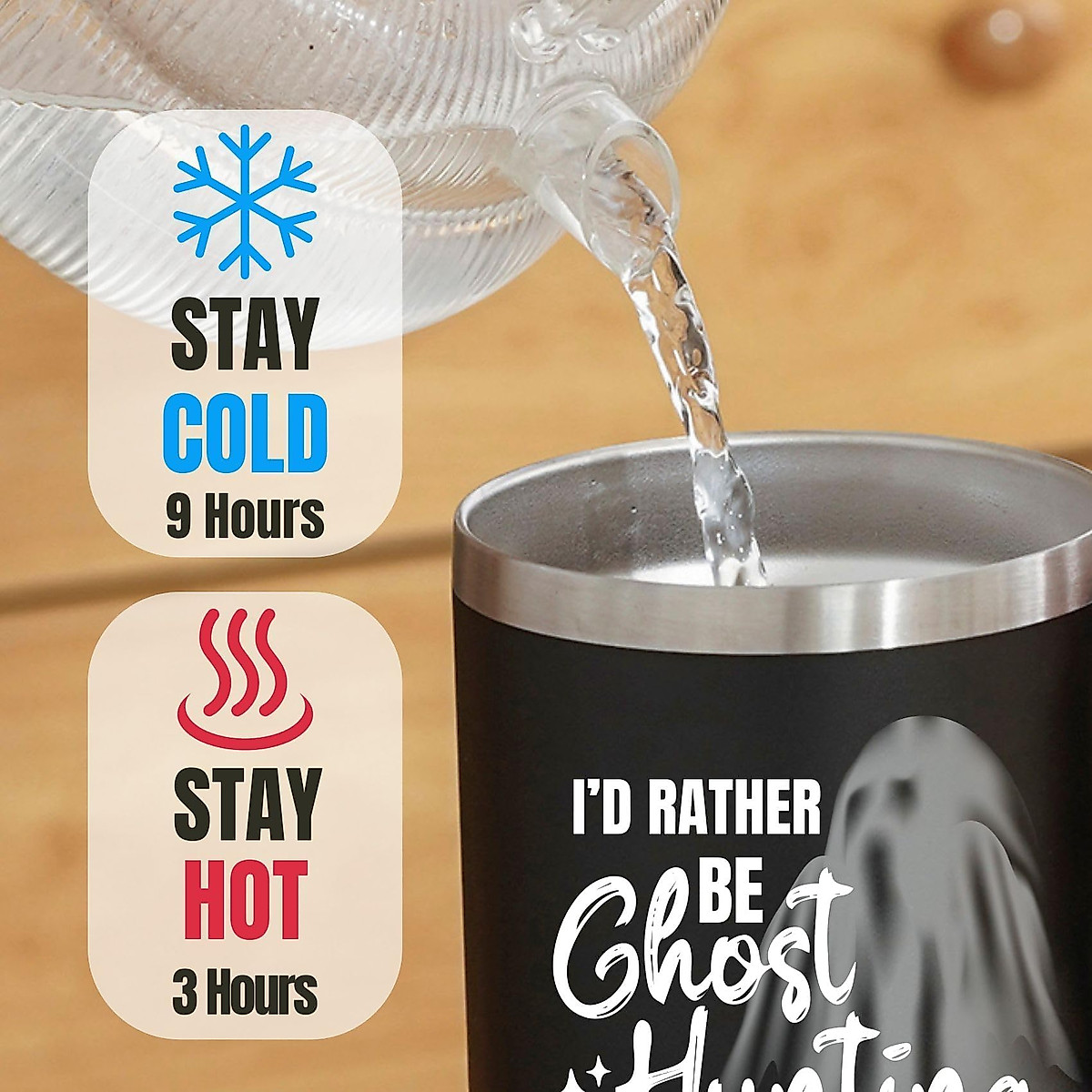 Onebttl Ghost Hunting Gifts for Men Women, I'd Rather Be Ghost Hunting, Birthday Gifts for Paranormal Investigator, Ghost Catcher, Ghost Lovers, Daughters, Sons, Stainless Steel Tumbler 20OZ