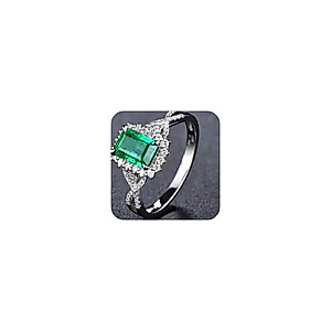 Sdouefos Women's 3ct Birthstone Solitaire Engagement Ring Emerald Cut Created Green Emerald White Gold Plated 925 Sterling Silver Engagement Wedding Ring (8)