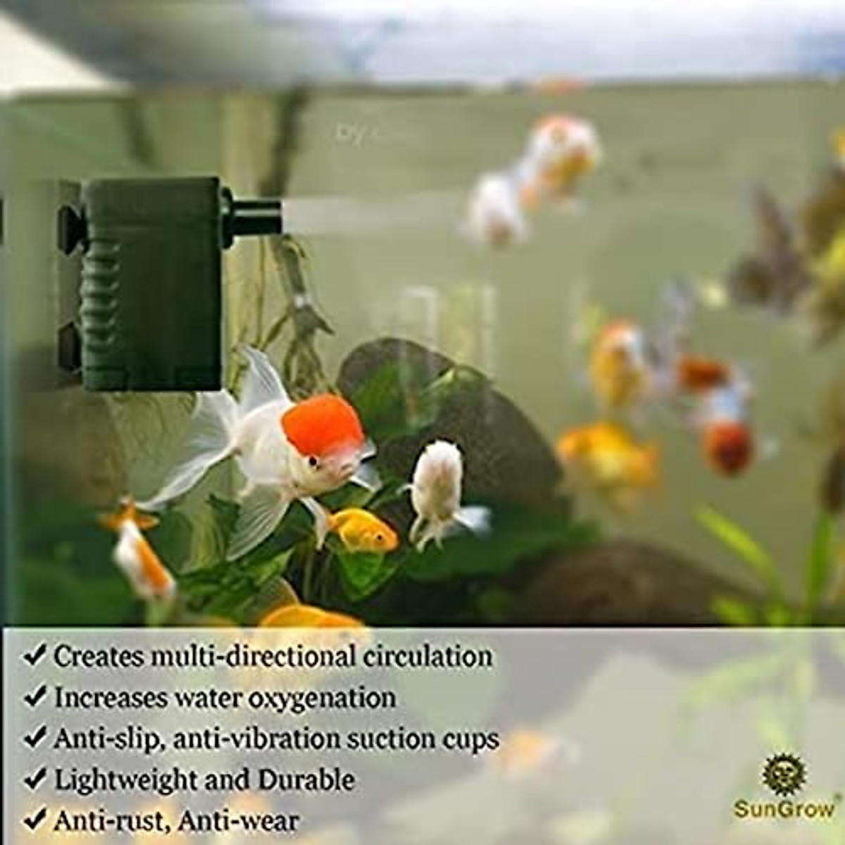 SunGrow 55 GPH 3W Small Outdoor Submersible Cat & Dog Water Fountain Pond Pump, Aquarium Fish Tank Mini Water Pump for Statuary, Hydroponics, Tabletop Fountain, Pet Fountain, For 3-5 Gallons Tank