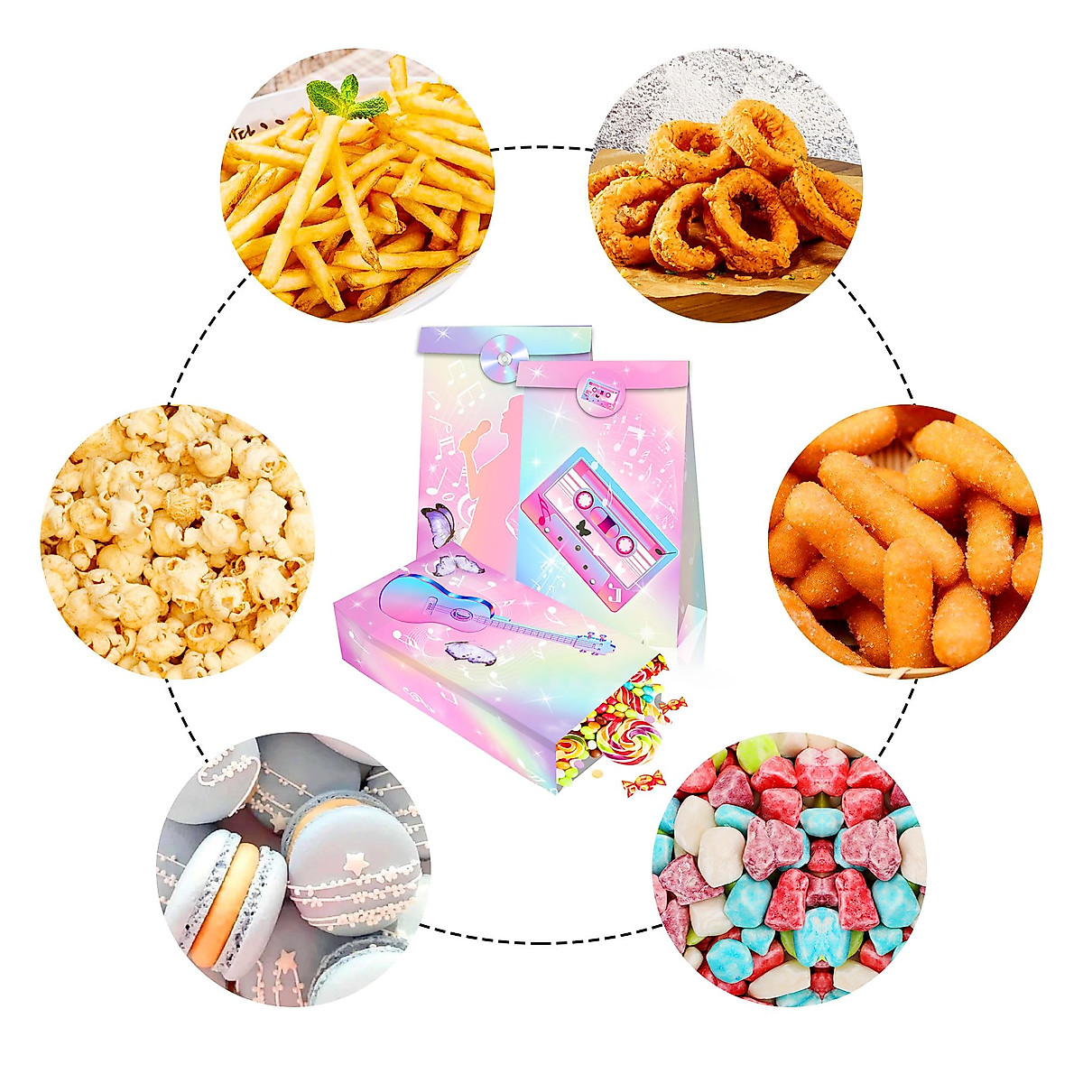 LaVenty 12 PCS Singer Theme Party Favor Bags Pop Star Theme Birthday Party Supplies Kids Candy Treat Bag for Birthday Wedding Bridal Shower