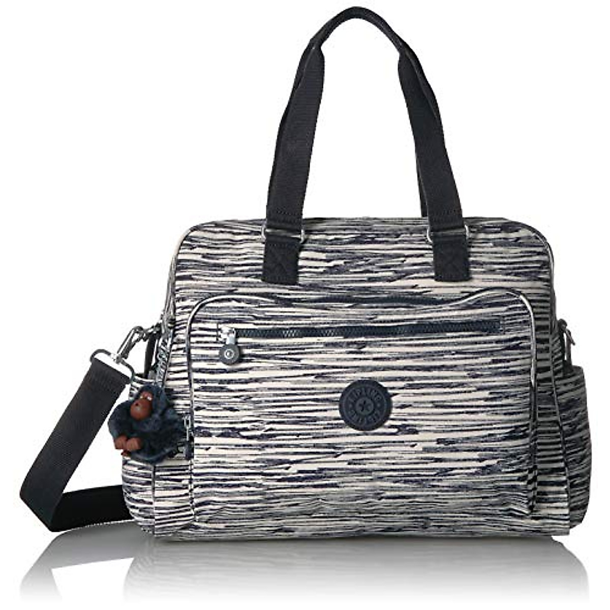 Kipling Women's Alanna Diaper Bag, Stroller Clips, Zip Closure, Scribble Lines Blue, One Size