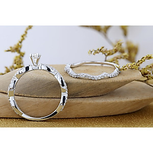 Dazzlingrock Collection 1.00 Carat (Cttw) 14K Round Diamond Women Engagement Ring Set, White Gold, Size 9