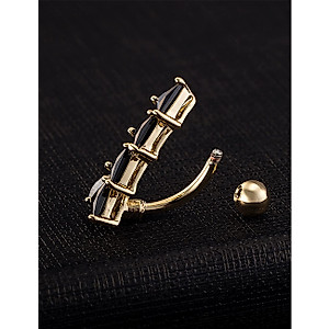 Reverse Belly Button Ring - Surgical Steel CZ Pave Navel Rings 18k Gold Plated for Women/Men - Top Down Belly Piercing Jewelry