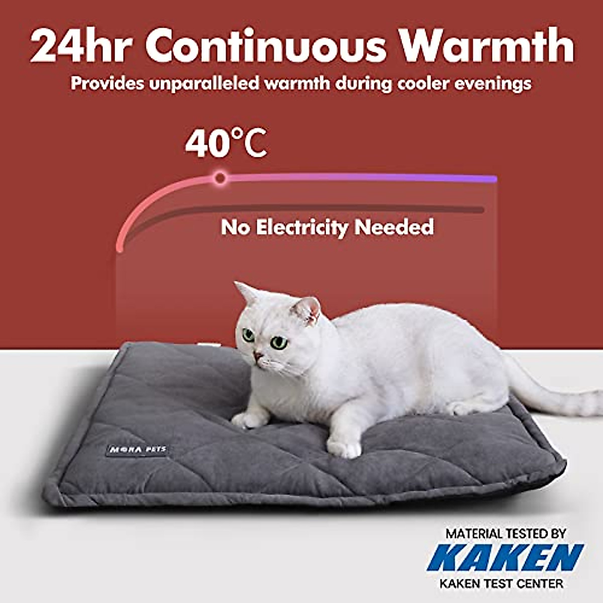 Mora Pets Self Heating Cat Bed Self Warming Cat Bed Ultra Warm Self Heating Cat Pad Self Warming Pet Bed Thermal Cat Pad 24 x 18 Inches Removable Cover Outdoor Indoor for Cats and Dogs