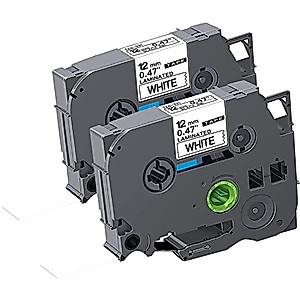 2 Pack Replacement for Brother Tz Tape,TZe-231 12mm 0.47 Laminated White TZ Tape, P Touch Tape 12mm Compatible with Brother Label Maker PT-D210 PT-H110 PT-D600 PT-D400, 8m 26.2ft Label Maker Tape
