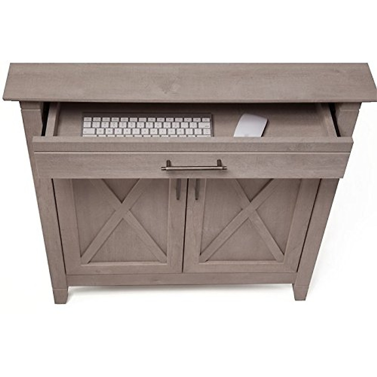 Bush Furniture Key West Secretary Desk With 5 Shelf Bookcase, Bing Cherry