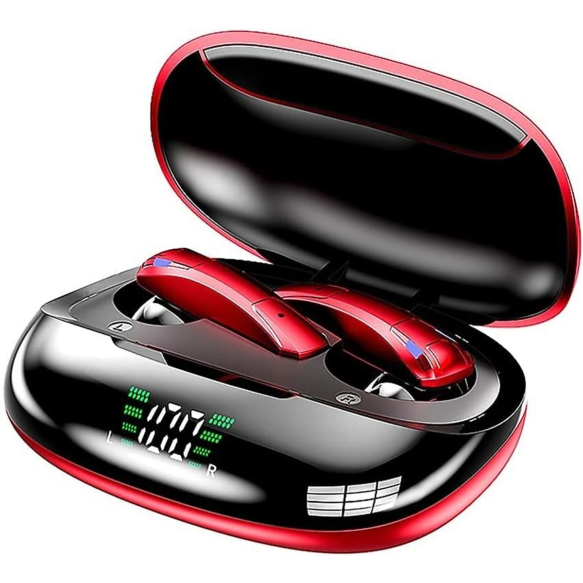 Conduction Headphone True Wireless Earbuds, 5.1 Bluetooth Earphone in-Ear Stereo Headphone Built-in Mic, LED Display for Work, Sports, Game (Color : A)