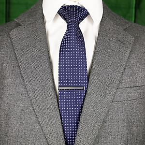 MENDEPOT Classic Mother Of Pearl With Onyx Rim Tie Clip With Box