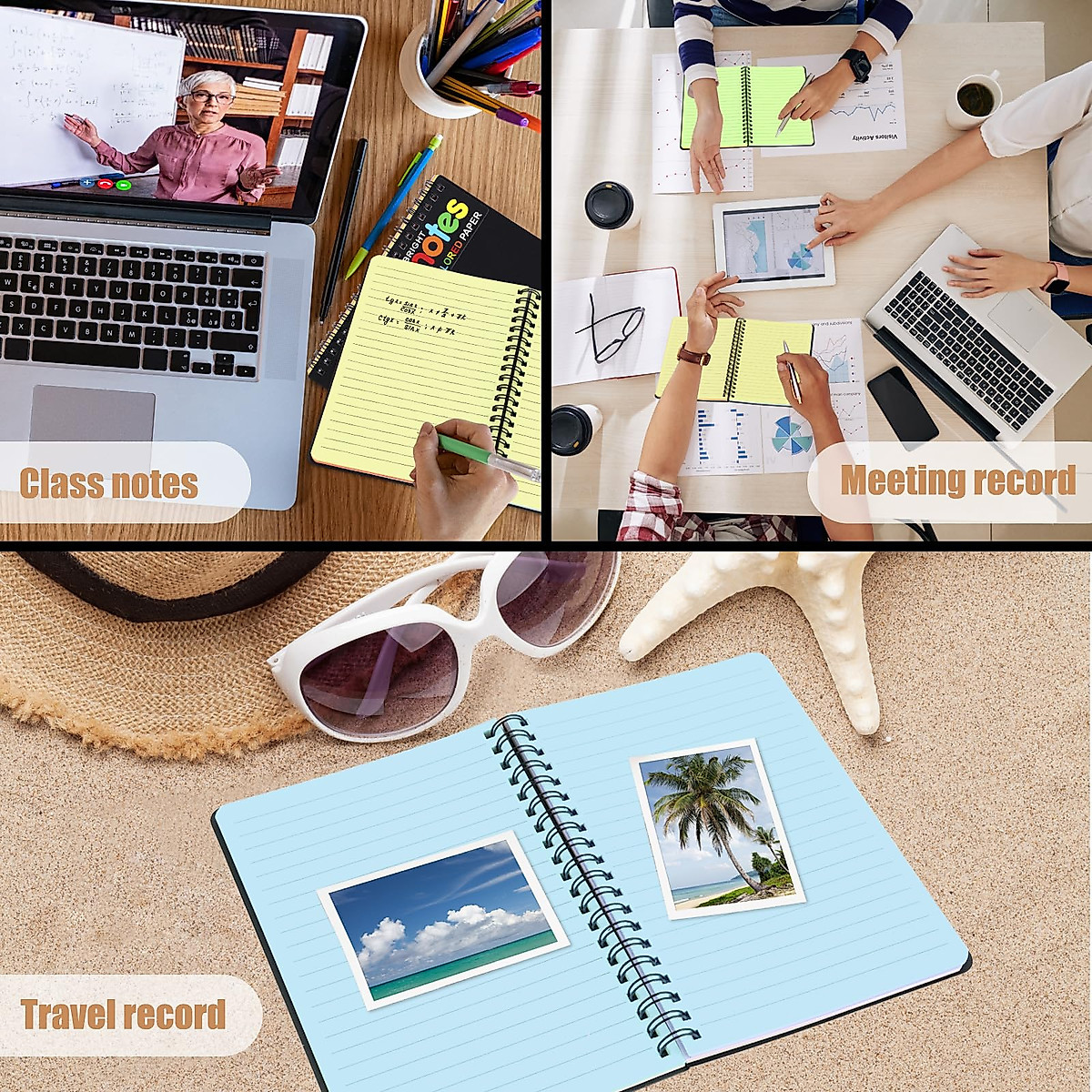 EOOUT 4 Pack Spiral Notebook 5 x 7 Inches College Ruled Note Journals, Poly Cover 7 Bright Neon Colored Lined Paper Memo Pads 100 Sheets/200 Pages for School