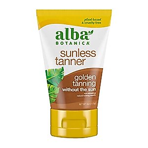 Alba Botanica Sunless Tanner, Self-Tanning Lotion for Face and Body, Golden Tanning without the Sun, Non-Streaking and Natural Looking Self-Tanner, 4 oz. Tube