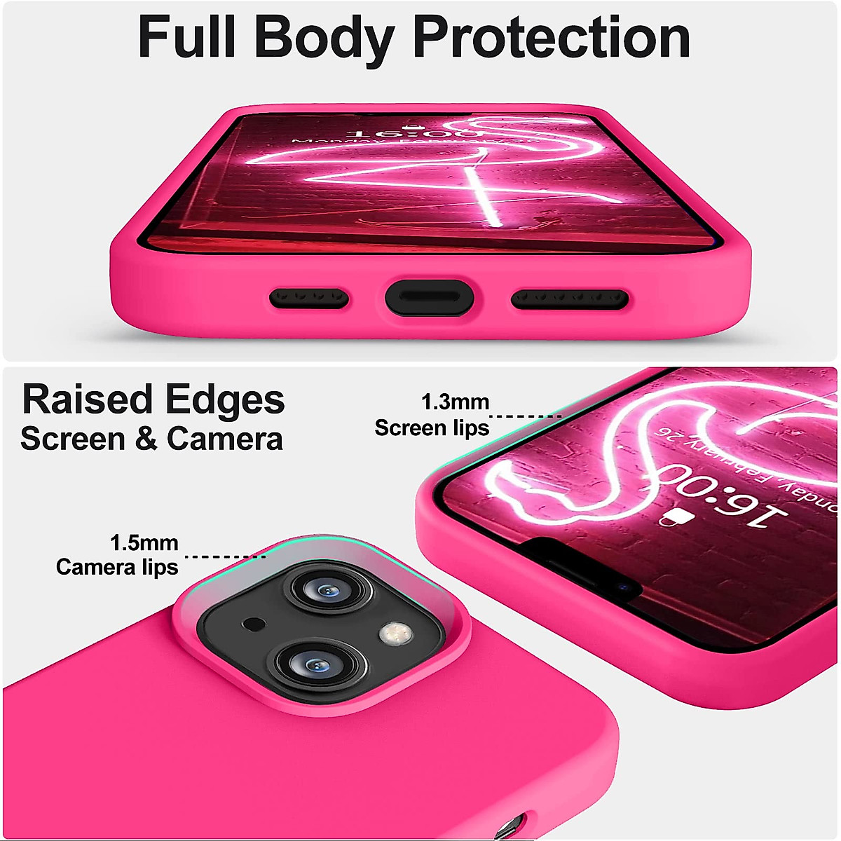 Vooii Compatible with iPhone 14 Case,[Silky Touch Premium Liquid Silicone] [Soft Anti-Scratch Microfiber Lining], Ultra Slim Shockproof Protective Case for iPhone 14 - Hot Pink