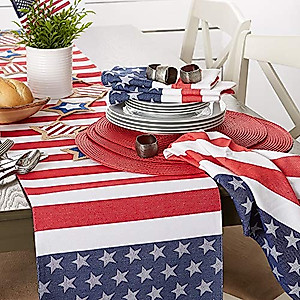 DII Classic Woven Tabletop Collection, Indoor/Outdoor Placemat Set, Round, 15" Diameter, Tango Red, 6 Piece