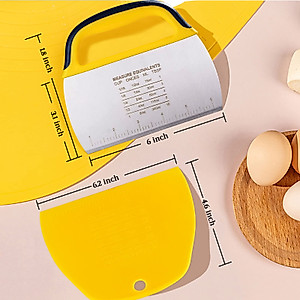 YGDZ Dough Scraper Chopper 2 Pcs, Stainless Steel Dough Cutter With Grip, Plastic Bench Scraper with Measuring Scale, Multipurpose Pizza Cutter, Pastry, Food Scraper for Baking, Dough, Bread, Cake