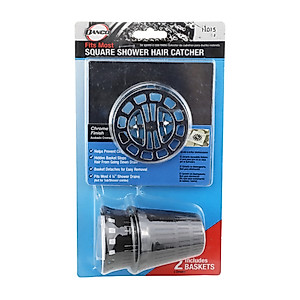 Danco Square Shower Drain Hair Catcher for Stand-Alone Shower Drain, 4-1/4 in. Shower Drain Cover, Shower Drain Protector, Chrome (11015)