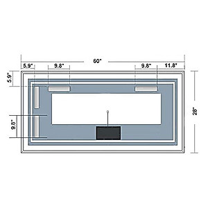 DP Home Makeup Wall-Mounted Mirrors, LED Backlit Frameless Wall Mirror, HotelBathroom Vanity Mirror with Touch Button, Anti Fog, Dimmable, Vertical & Horizontal Mount, 60 x 28 in (E-CK010-CG)