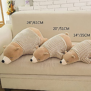 MMTTAO Stuffed Polar Bear Animal Plush Toy 20 Inch Large Brown Sleeping Bear Animal Stuff Soft Plushies Cute Dolls Collection Huggable Throw Pillow Cushion Gifts for Kids Children Boys Girls, 20Inches