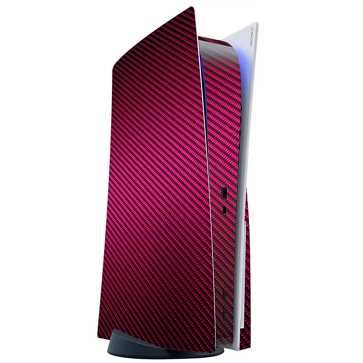 ITS A Skin Skins Compatible with Sony Playstation 5 Console Disc Edition - Protective Decal Overlay Stickers wrap Cover - Pink,Black Carbon Fiber Look