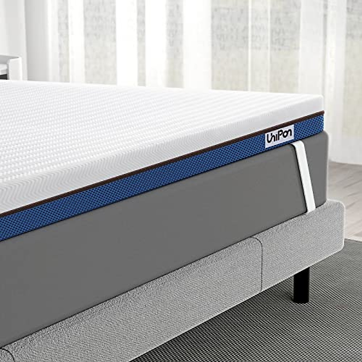 UniPon 4 Inch Gel Memory Foam Mattress Topper King, Medium Firm Mattress Topper, Bed Topper with Skin-Friendly Cover, Non-Slip Design, High-Density Memory Foam