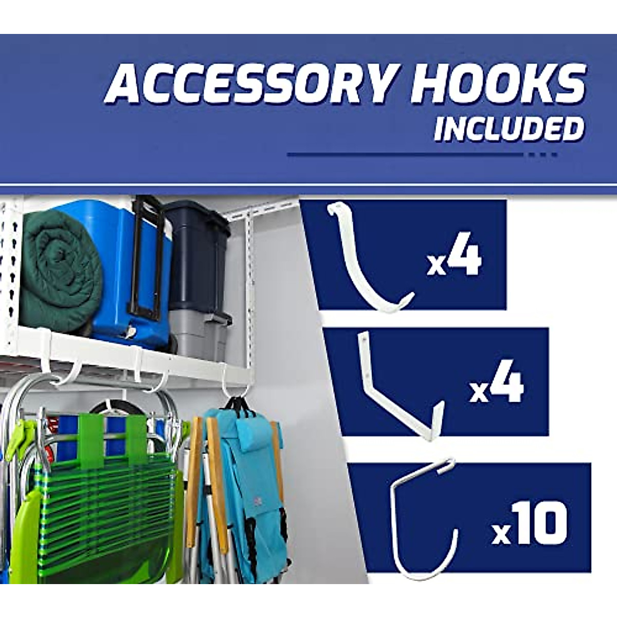 MonsterRax Overhead Garage Storage Rack- 4 x 8 Ceiling Rack for Garage Shelving, Organization, & Storage, Adjustable Hanging Storage for Bikes, Equipment & Accessories (Hammertone, 24"-45", 2-Pack).