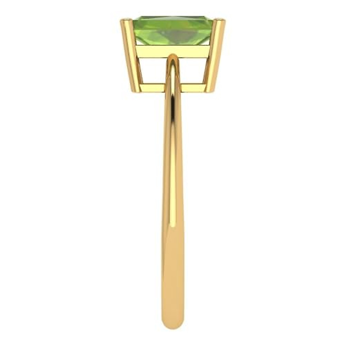 Clara Pucci 1.0 ct Radiant Cut Solitaire Natural Peridot Engagement Wedding Bridal Promise Anniversary Ring 18K Yellow Gold Size 9.25