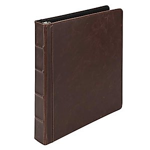 Samsill Vintage Hardback 3 Ring Leather Binder, Professional Binder Organizer, Planner Binder, 1 Inch 3 Ring Binder, Letter Size 8.5 x 11, No Zipper, Faux Brown Leather