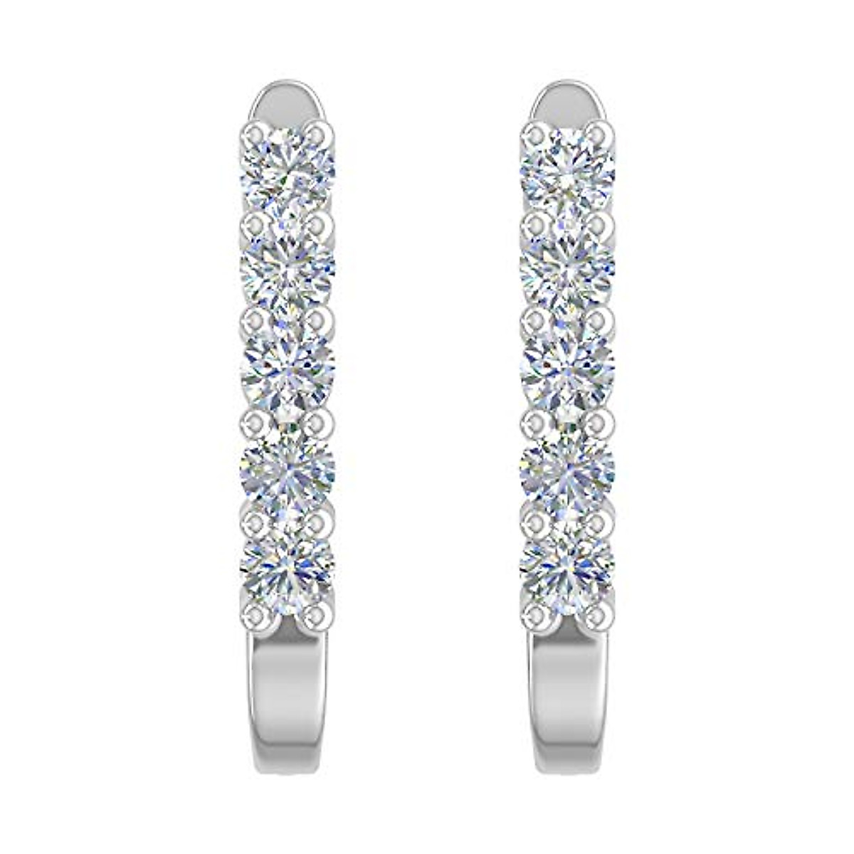 1/2 Carat Natural Diamond Hoop Earrings in 10K White Gold