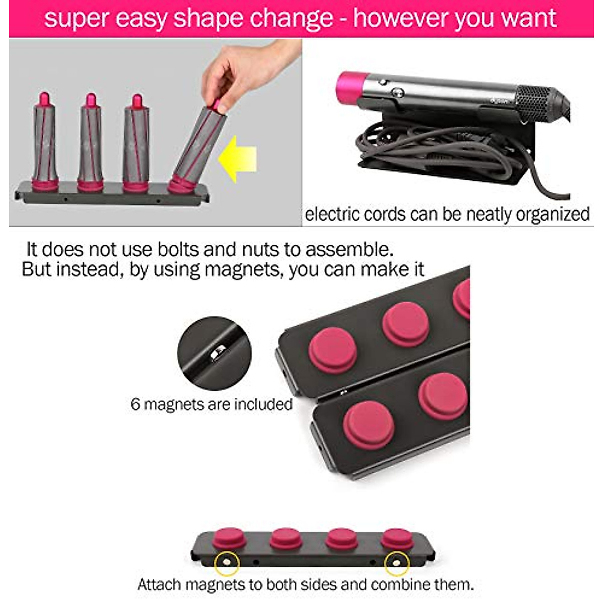 MD Global Transformable Stand Holder for Styler Rack Can Transform The Form Airwrap Styler Storage Organizer