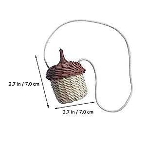 Handwoven Rattan Bag Acorn Shaped: Wicker Crossbody Handbag Beach Straw Hand Woven Shoulder Bag Small Basket with Handle for Kids Women Summer Travel