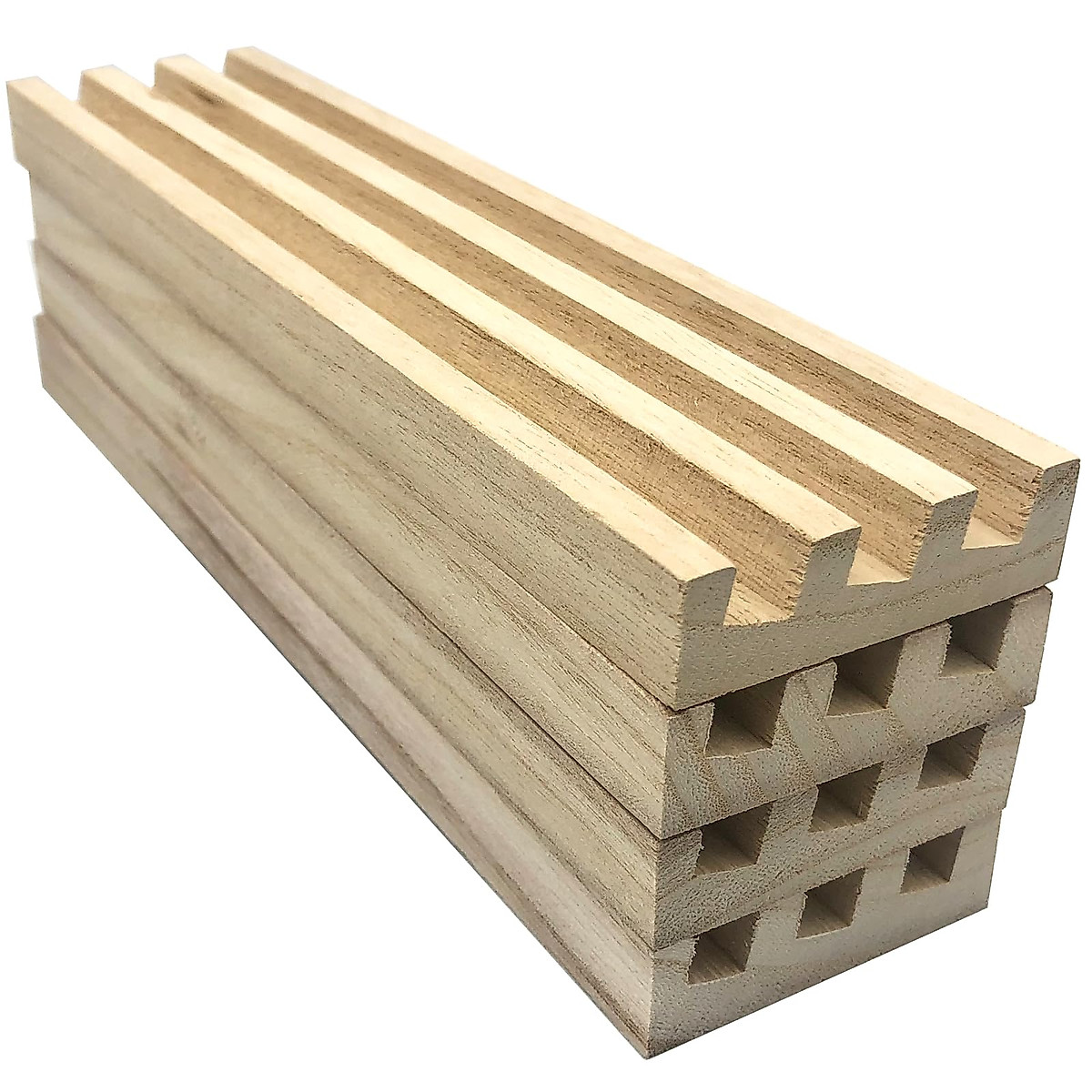 Yuanhe Domino Trays Holders Rack - Set of 4 Wooden Tiles Stand Holders Dimonos Boards for Mexican Train Rummy Chickenfoot